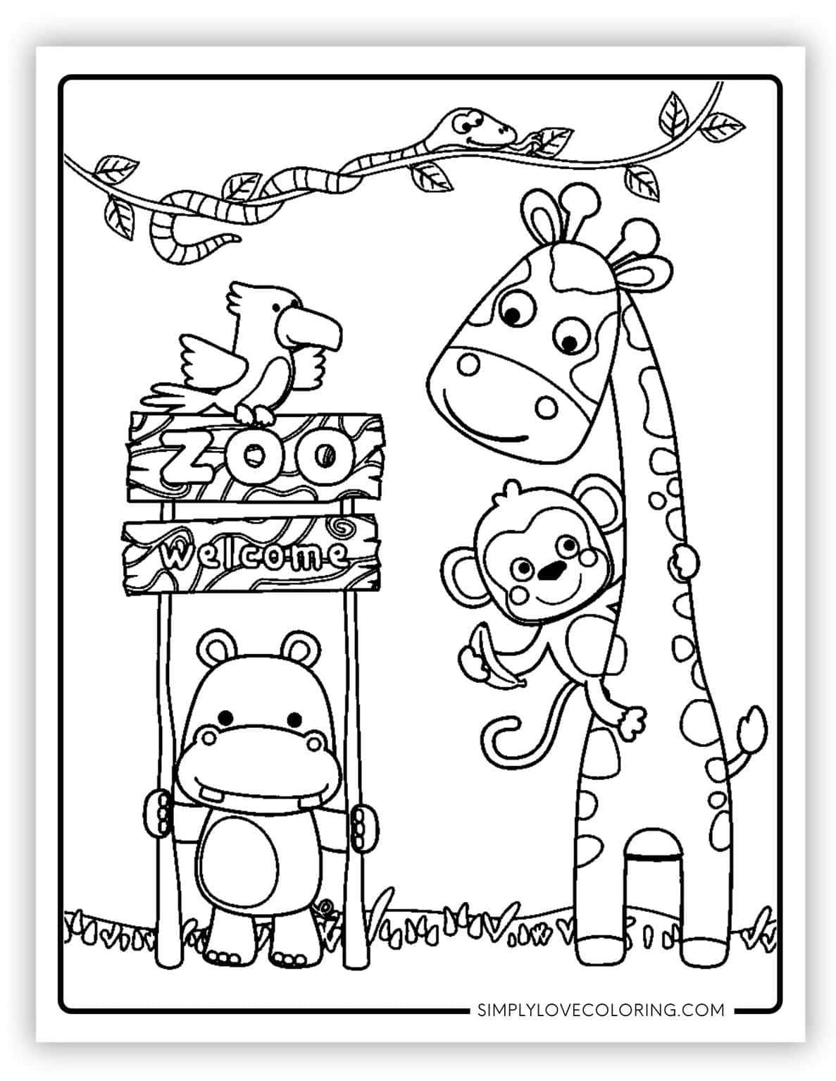 Zoo Coloring Pages (Free PDF Printables) - Simply Love Coloring