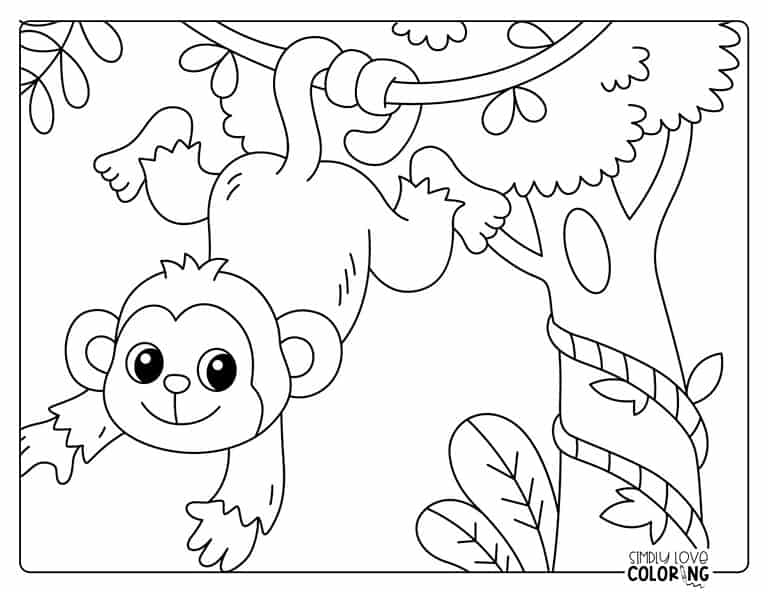 Monkey Coloring Pages (Free PDF Printables) - Simply Love Coloring