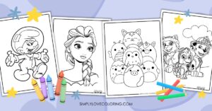 264 Cartoons and Kid's Characters Coloring Pages (Free PDF Printables ...