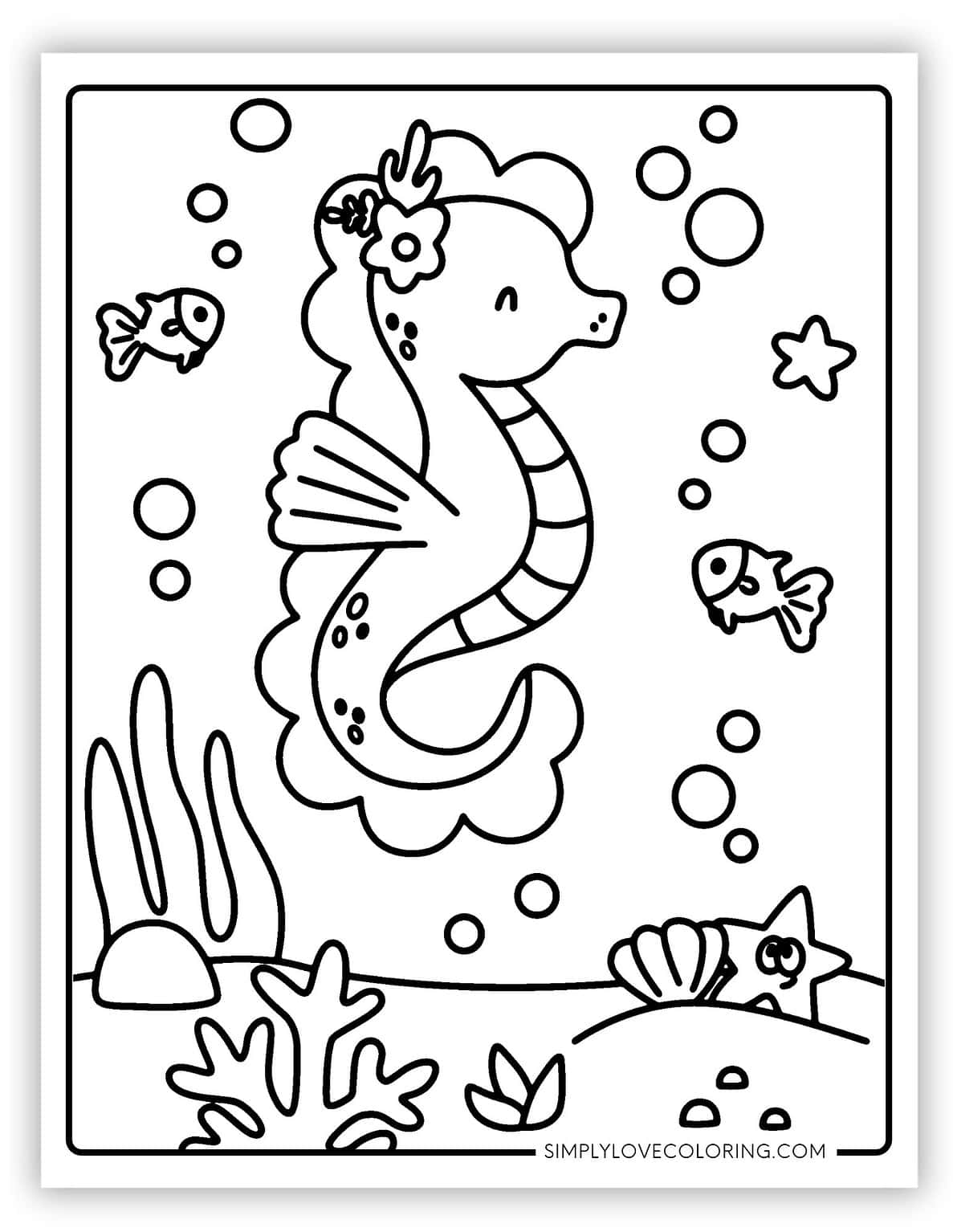 35 Seahorse Coloring Pages (Free PDF Printables) - Simply Love Coloring