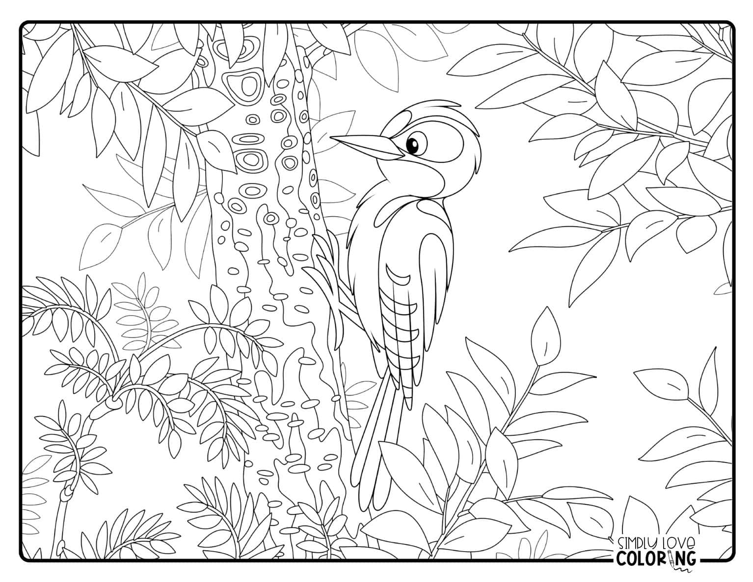 Woodpecker Coloring Pages (Free PDF Printables) - Simply Love Coloring