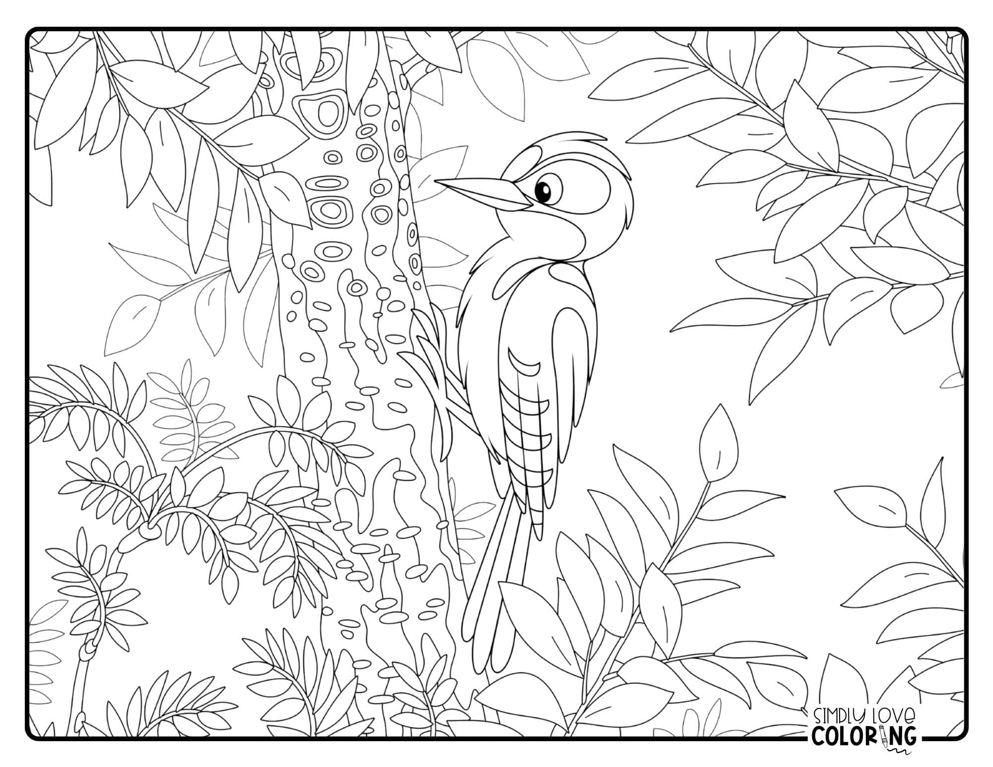 Woodpecker Coloring Pages (Free PDF Printables) - Simply Love Coloring