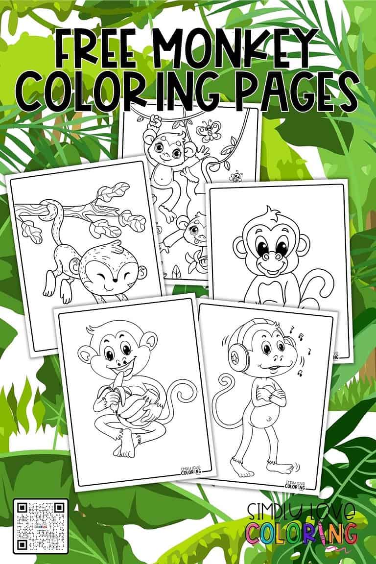 Monkey Coloring Pages (Free PDF Printables) - Simply Love Coloring