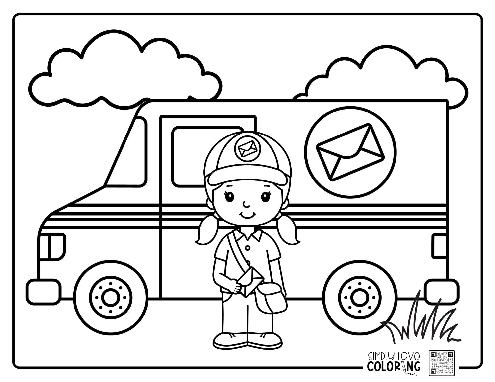 Free Mail Carrier Coloring Pages Simply Love Coloring