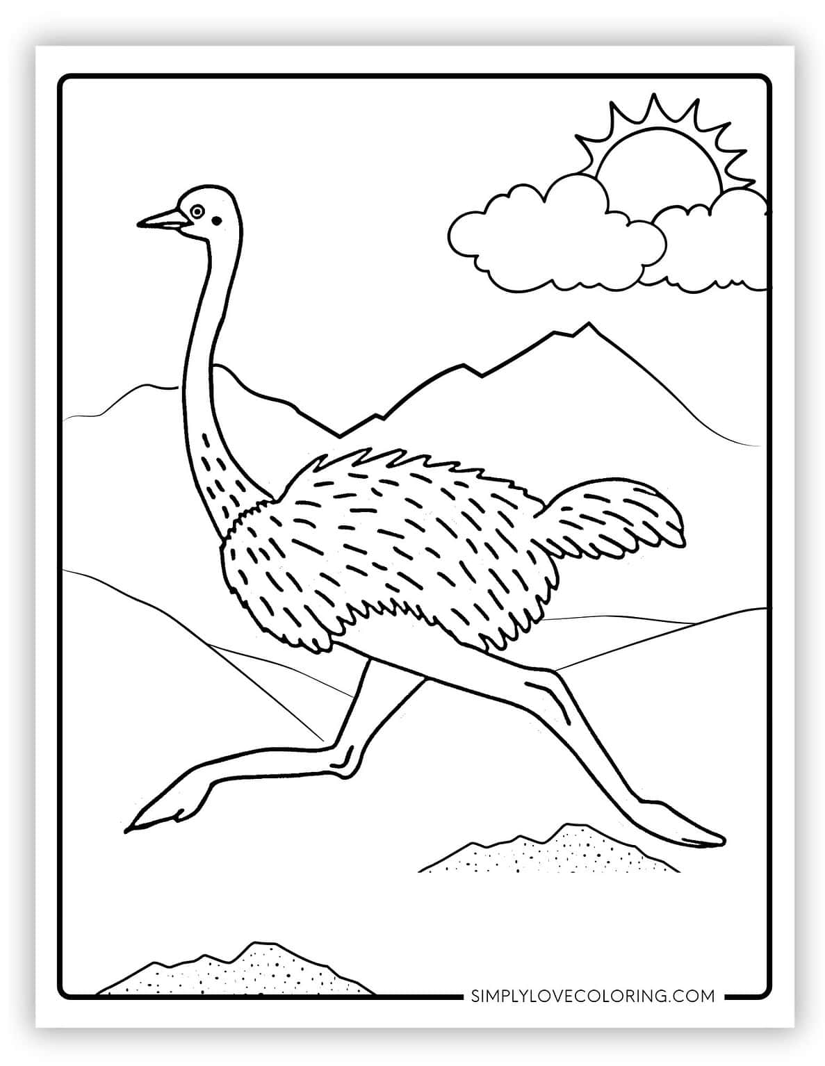 Ostrich Coloring Pages (Free PDF Printables) - Simply Love Coloring