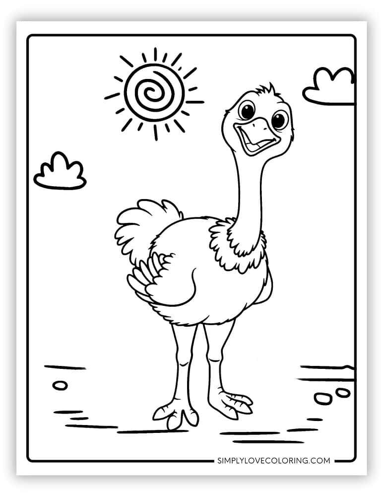 Ostrich Coloring Pages (Free PDF Printables) - Simply Love Coloring