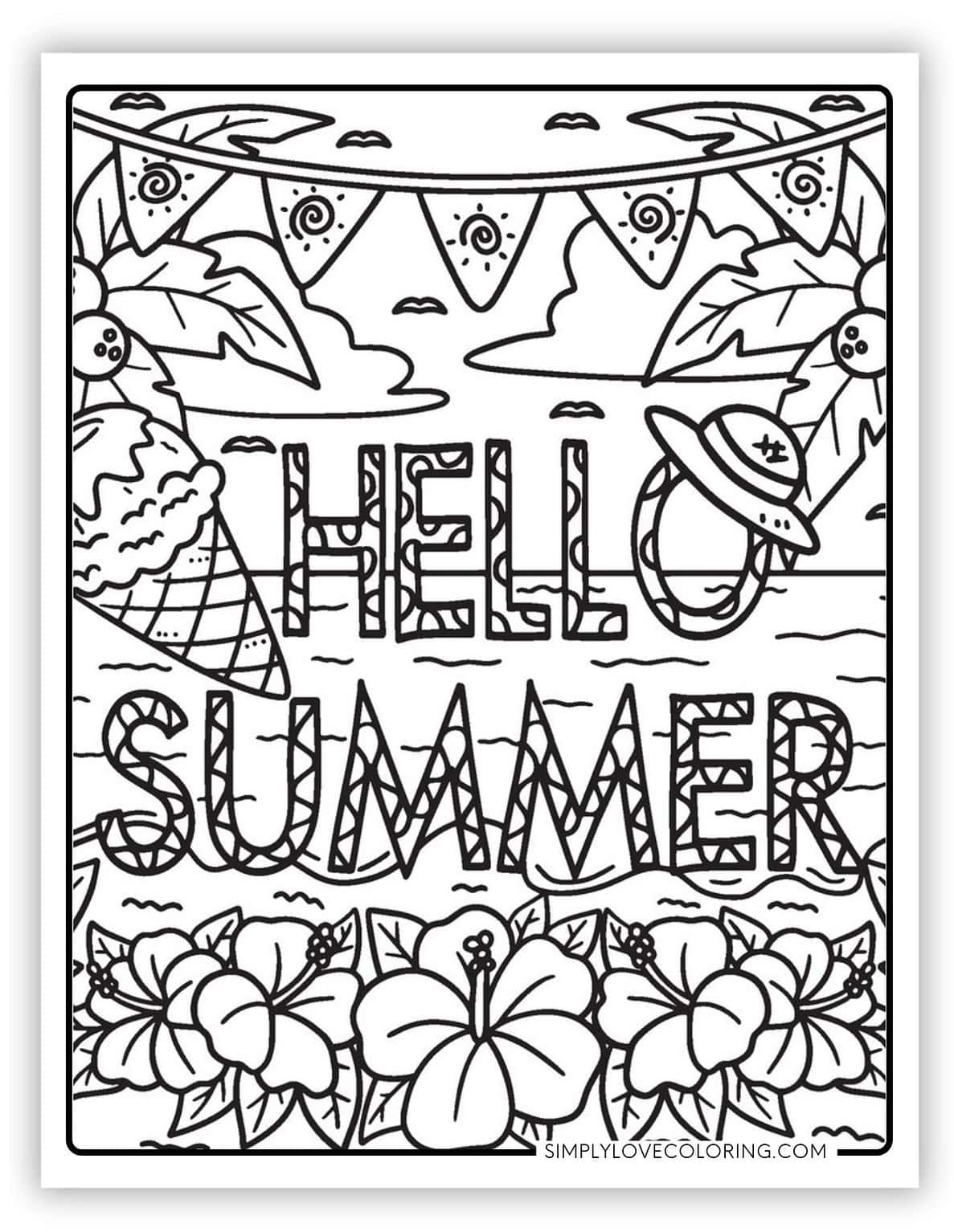 40 Cute Summer Coloring Pages (Free PDF Printables) - Simply Love Coloring