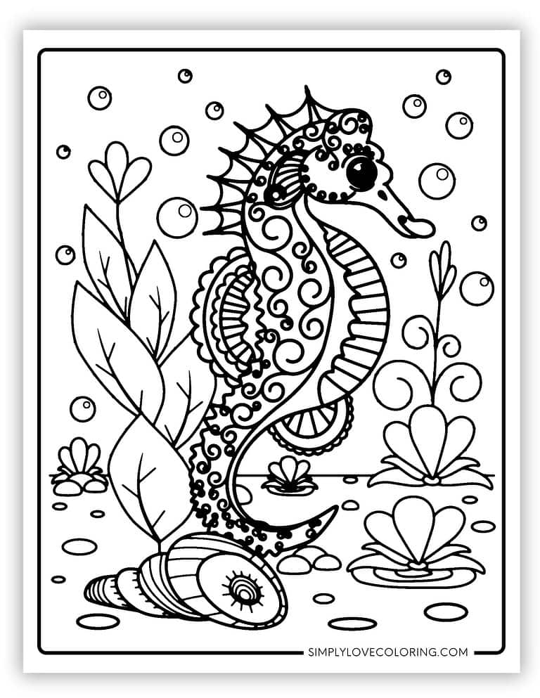 35 Seahorse Coloring Pages (Free PDF Printables) - Simply Love Coloring