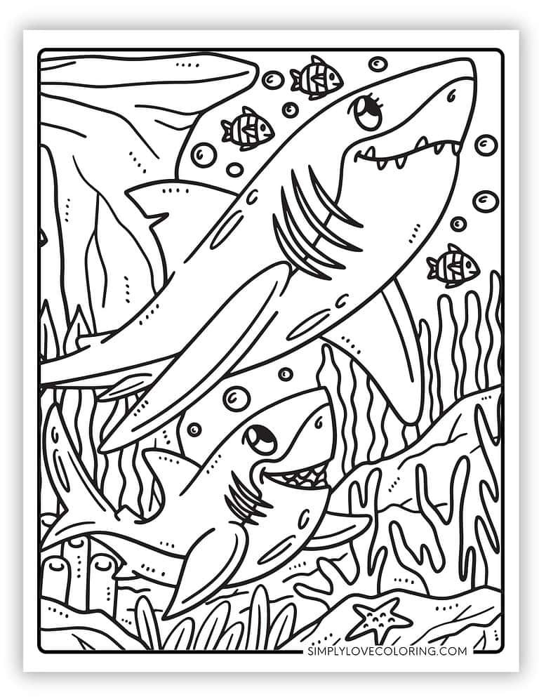 32 Shark Coloring Pages (Free PDF Printables) - Simply Love Coloring