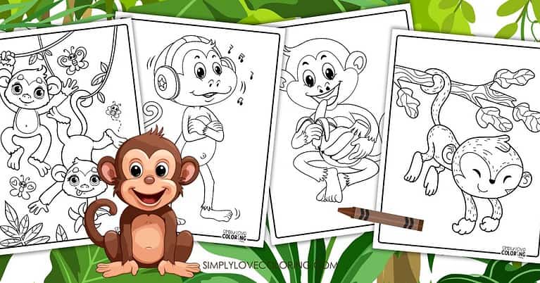 Monkey Coloring Pages (Free PDF Printables) - Simply Love Coloring