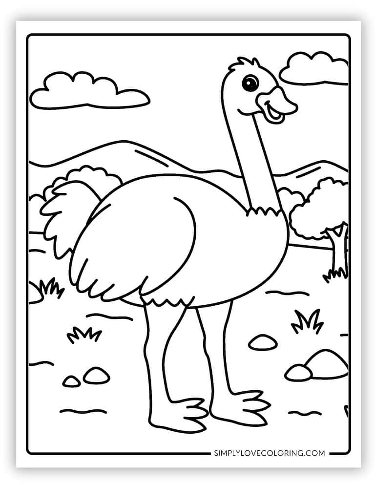 Ostrich Coloring Pages (Free PDF Printables) - Simply Love Coloring