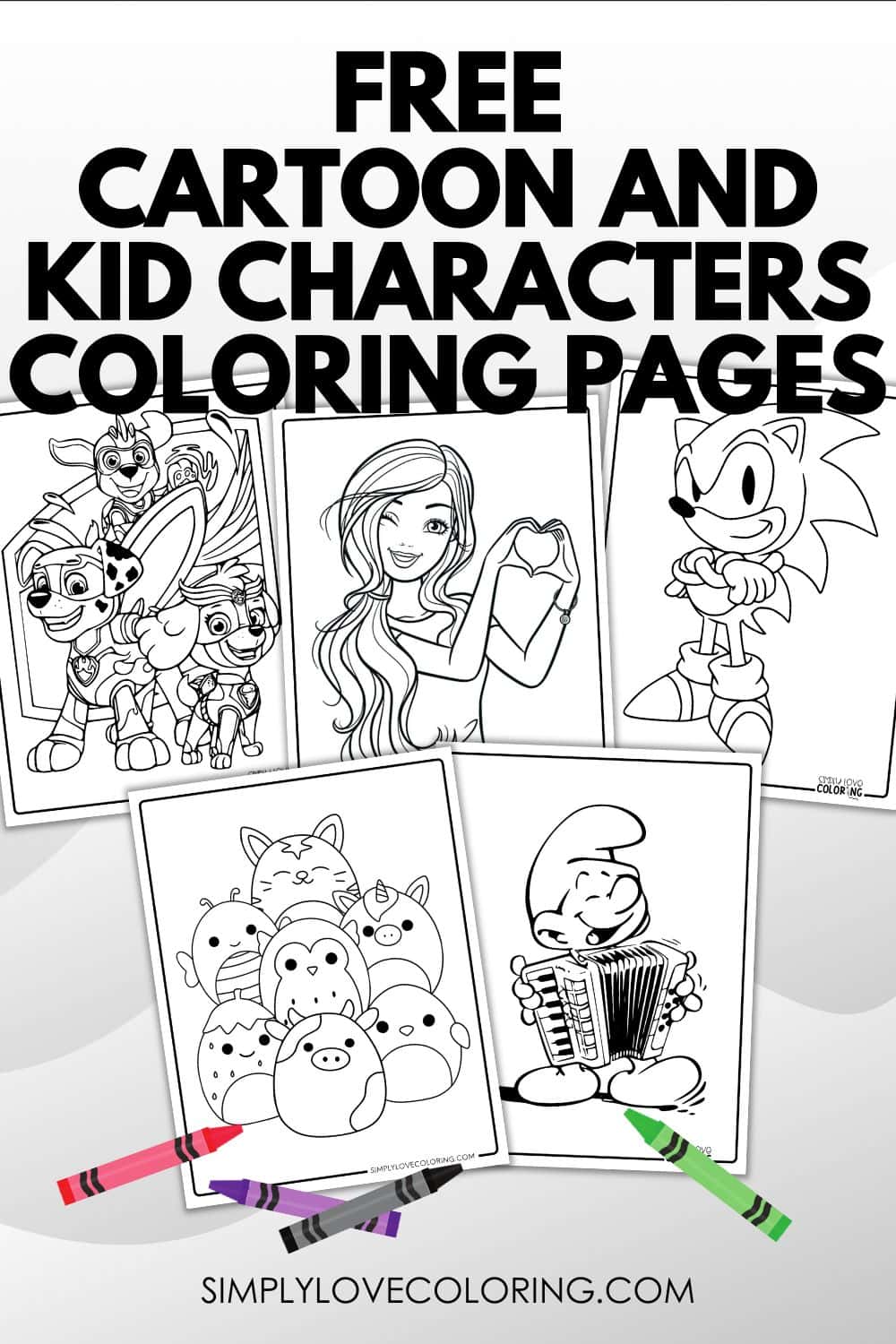 264 Cartoons and Kid's Characters Coloring Pages (Free PDF Printables ...