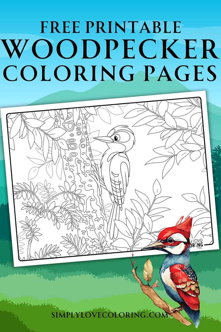 Woodpecker Coloring Pages (Free PDF Printables) - Simply Love Coloring