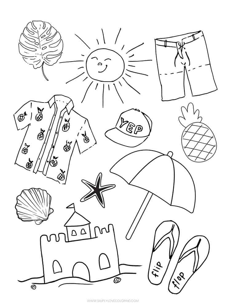 40 Cute Summer Coloring Pages (Free PDF Printables) - Simply Love Coloring