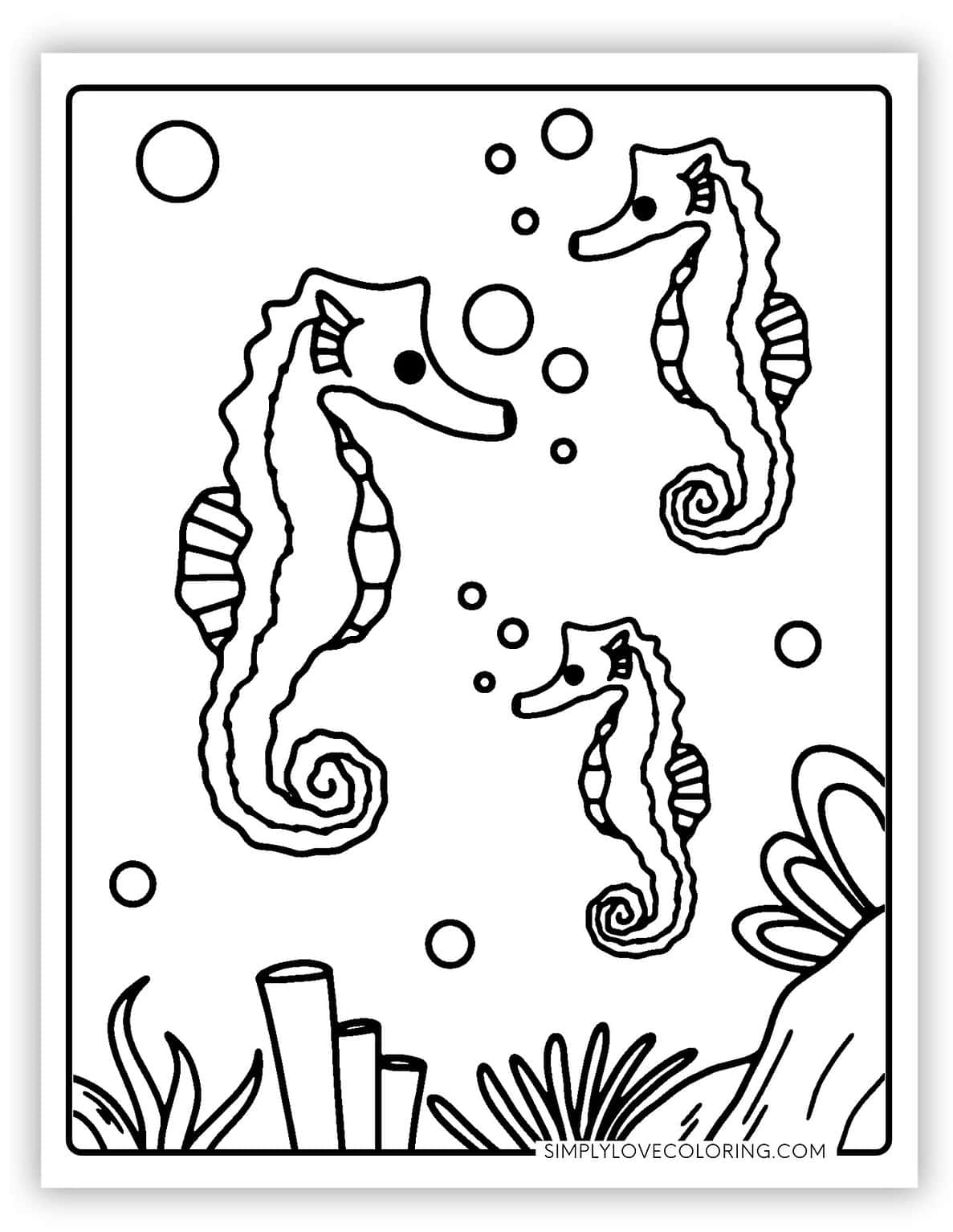 35 Seahorse Coloring Pages (Free PDF Printables) - Simply Love Coloring