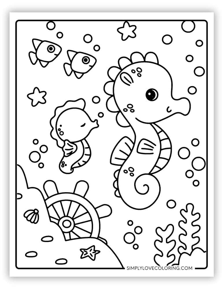 35 Seahorse Coloring Pages (Free PDF Printables) - Simply Love Coloring