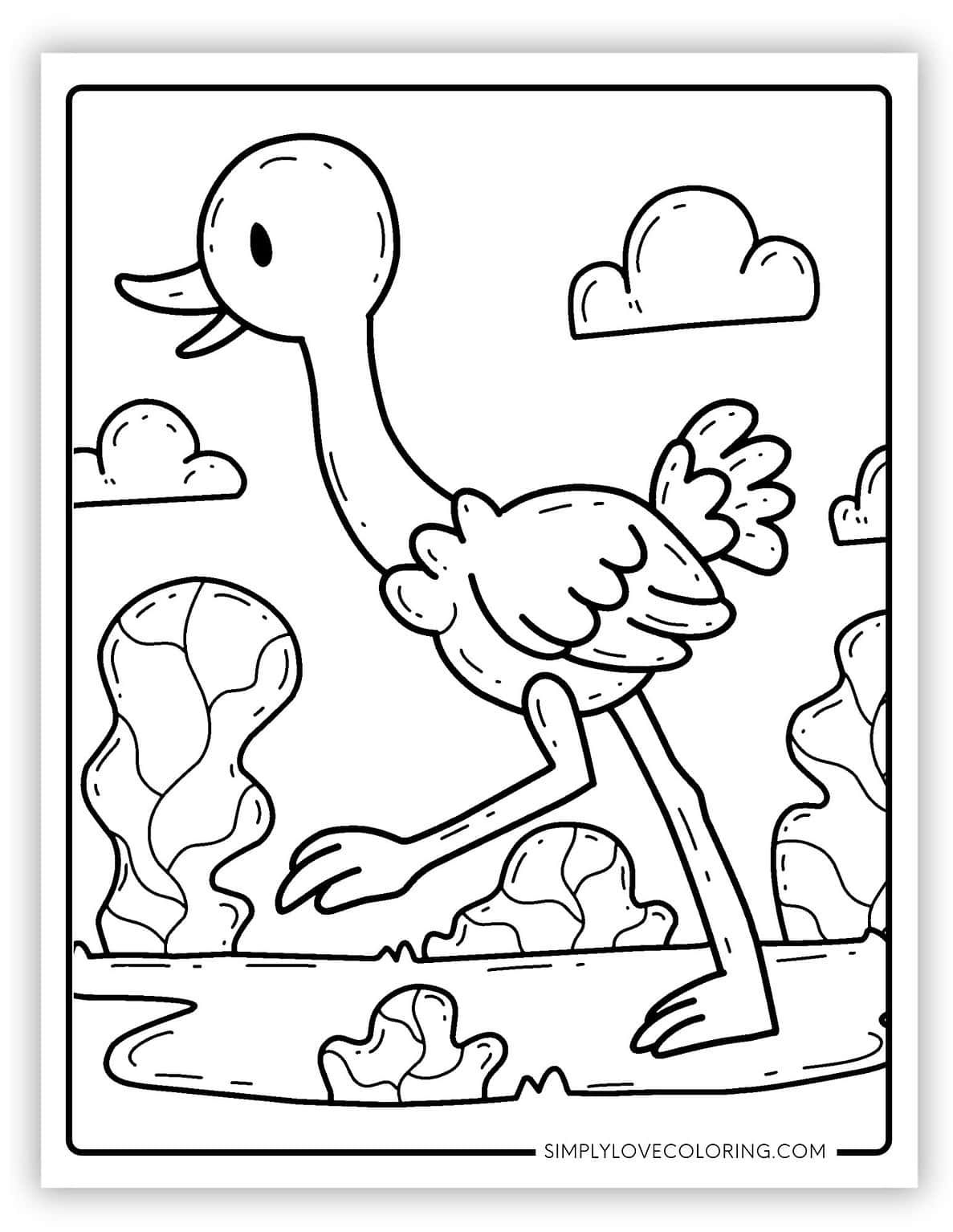 Ostrich Coloring Pages (Free PDF Printables) - Simply Love Coloring