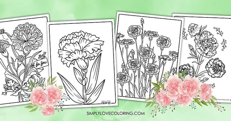 15 Carnation Flower Coloring Pages (Free PDF Printables) - Simply Love ...