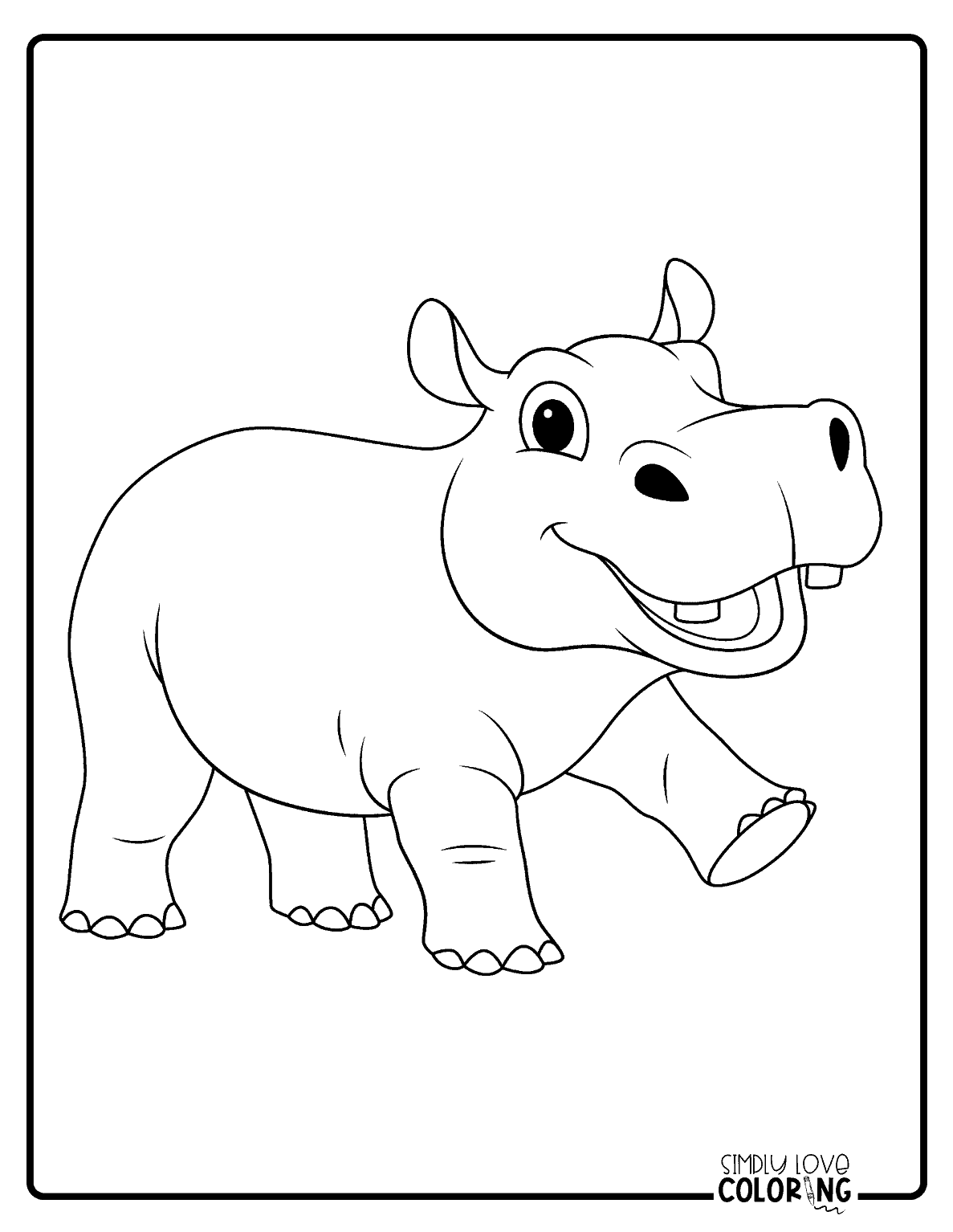 Cute Hippopotamus Coloring Pages (Free PDF Printables) - Simply Love ...