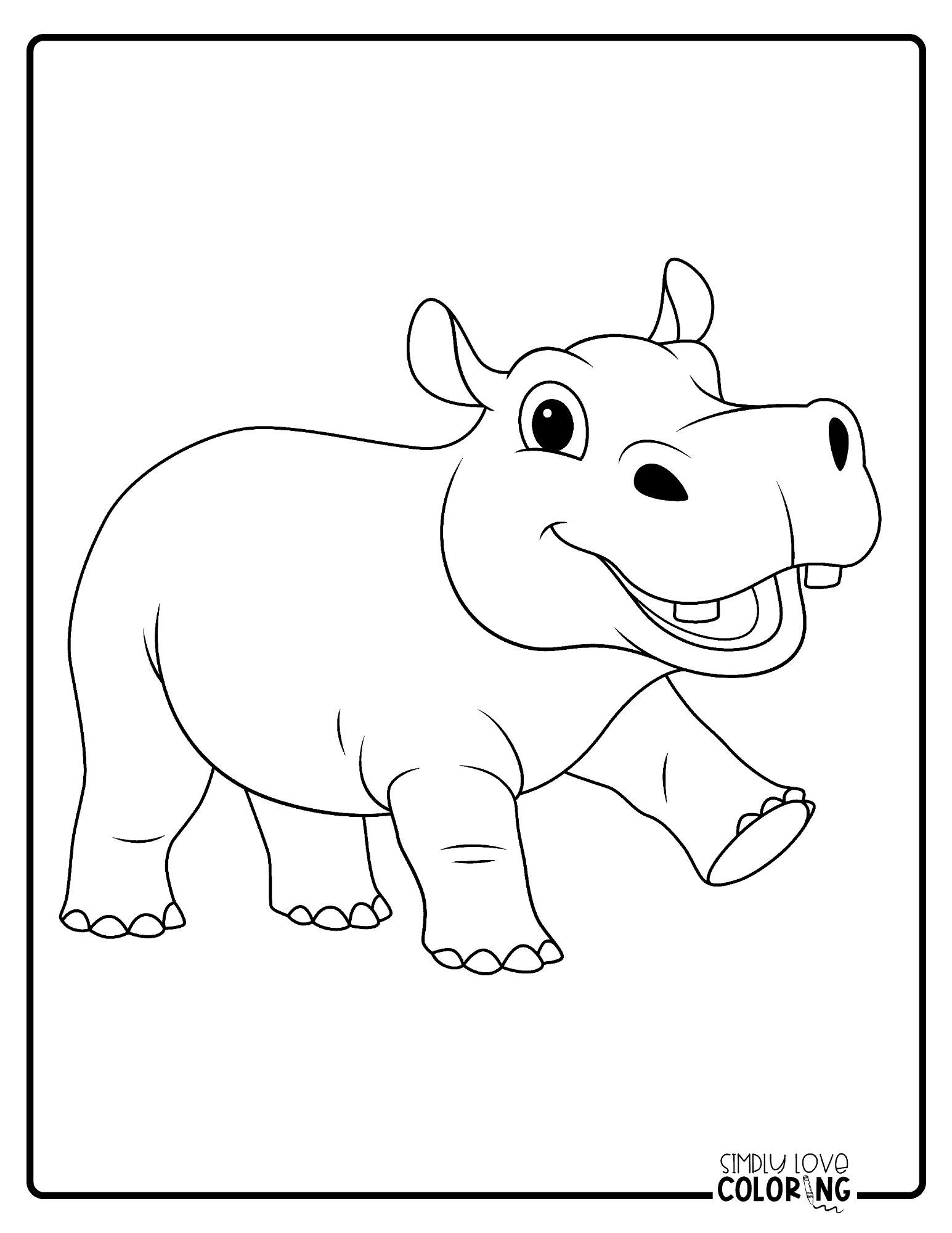 Free Hippopotamus Coloring Pages - Simply Love Coloring