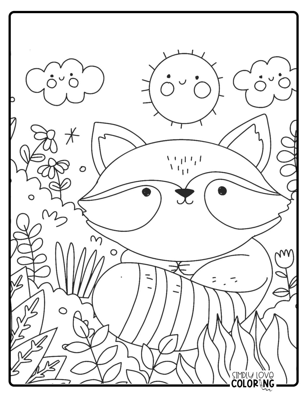 11 Cute Raccoon Coloring Pages (Free PDF Printables) - Simply Love Coloring