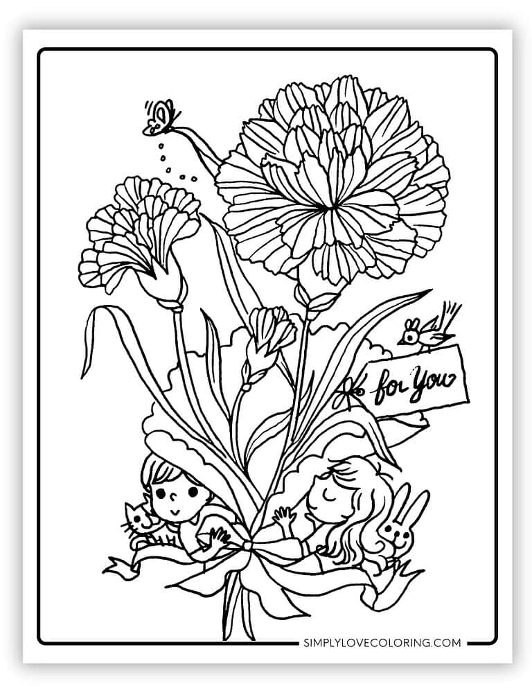15 Carnation Flower Coloring Pages (Free PDF Printables) - Simply Love ...