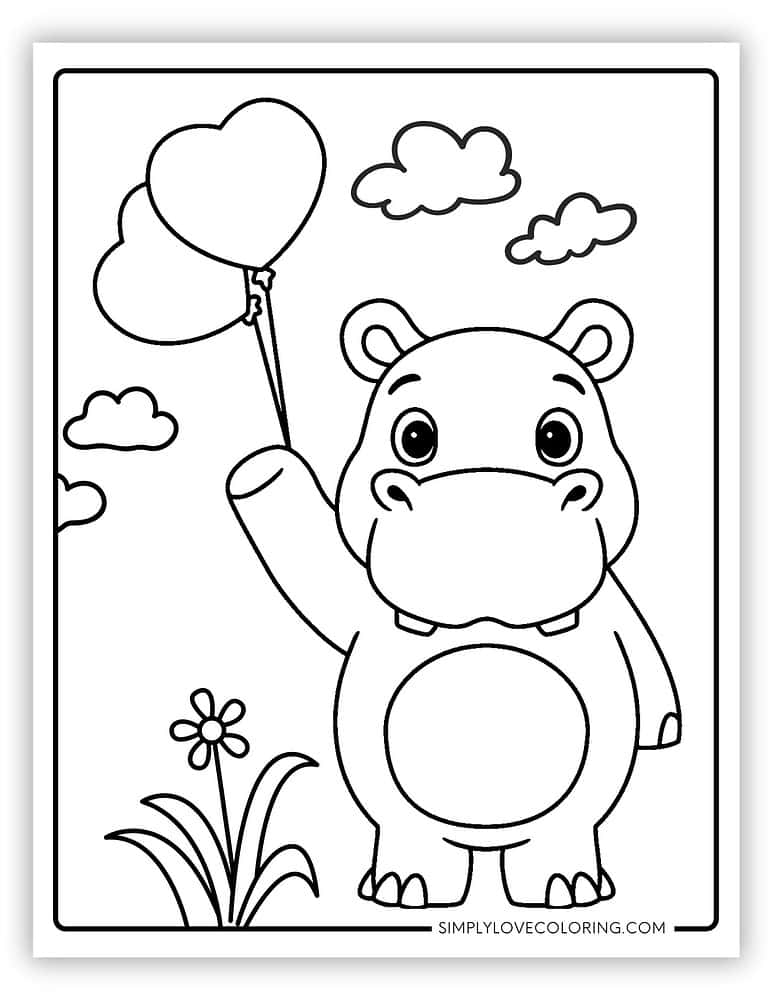 Cute Hippopotamus Coloring Pages (Free PDF Printables) - Simply Love ...