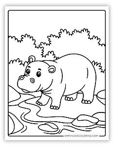 Cute Hippopotamus Coloring Pages (Free PDF Printables) - Simply Love ...