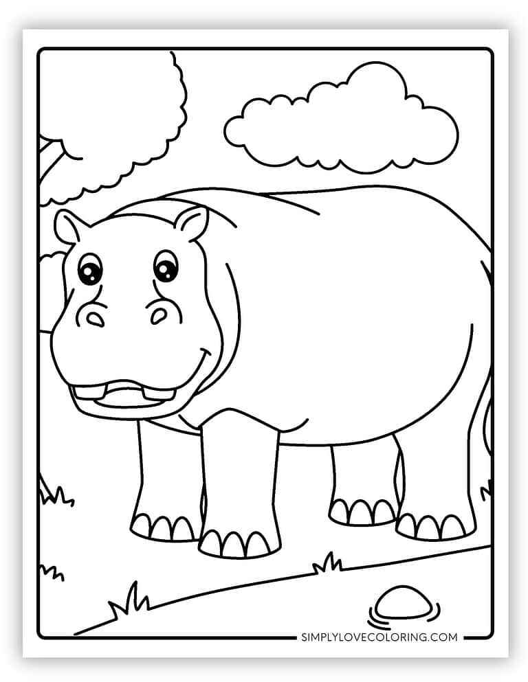 Cute Hippopotamus Coloring Pages (Free PDF Printables) - Simply Love ...