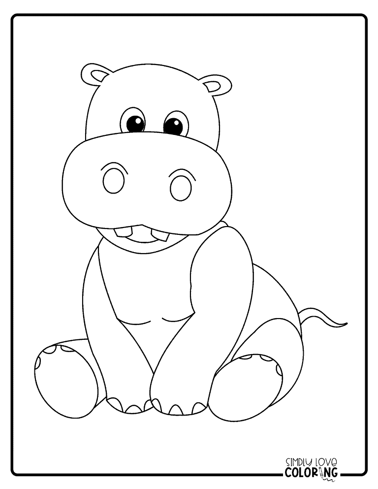 Cute Hippopotamus Coloring Pages (Free PDF Printables) - Simply Love ...