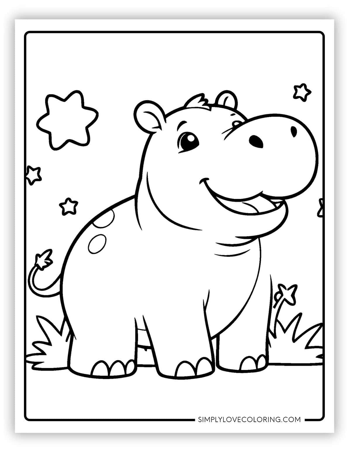 Cute Hippopotamus Coloring Pages (Free PDF Printables) - Simply Love ...