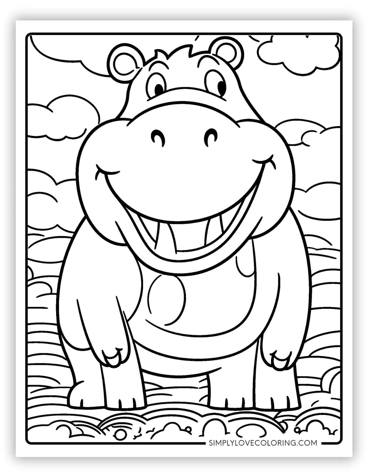 Cute Hippopotamus Coloring Pages (Free PDF Printables) - Simply Love ...