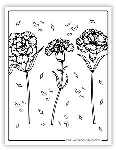 15 Carnation Flower Coloring Pages (Free PDF Printables) - Simply Love ...