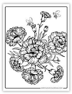 15 Carnation Flower Coloring Pages (Free PDF Printables) - Simply Love ...