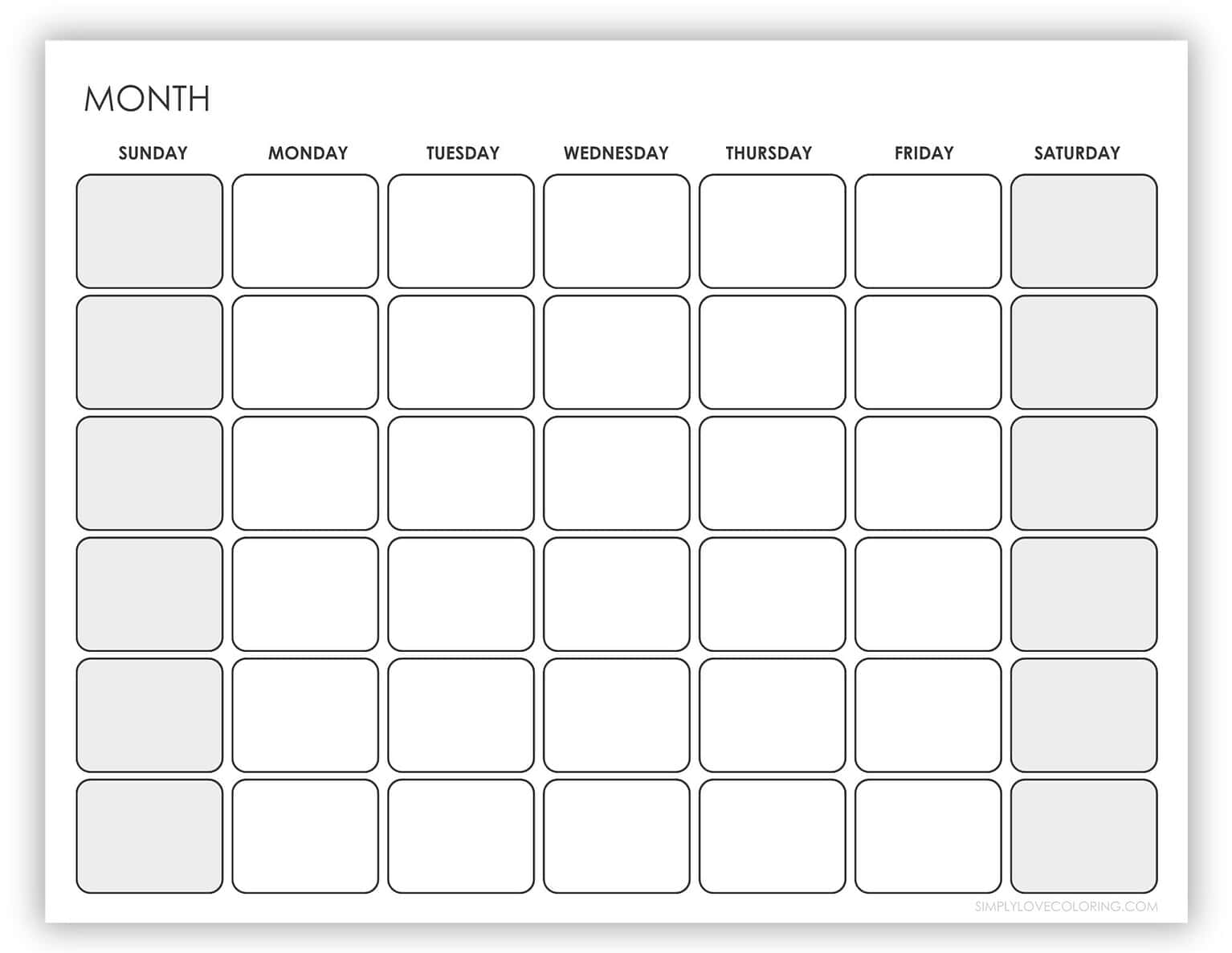 19 Blank Calendars (Free PDF Printables) - Simply Love Coloring