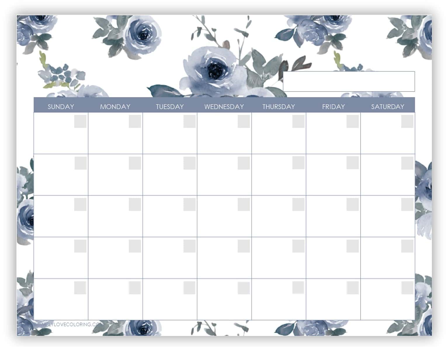 19 Blank Calendars (Free PDF Printables) - Simply Love Coloring