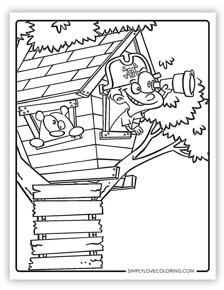Treehouse Coloring Pages (Free PDF Printables) - Simply Love Coloring