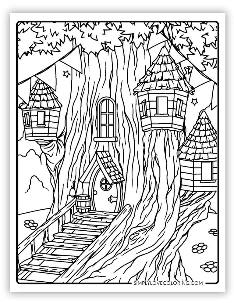 Treehouse Coloring Pages (Free PDF Printables) - Simply Love Coloring
