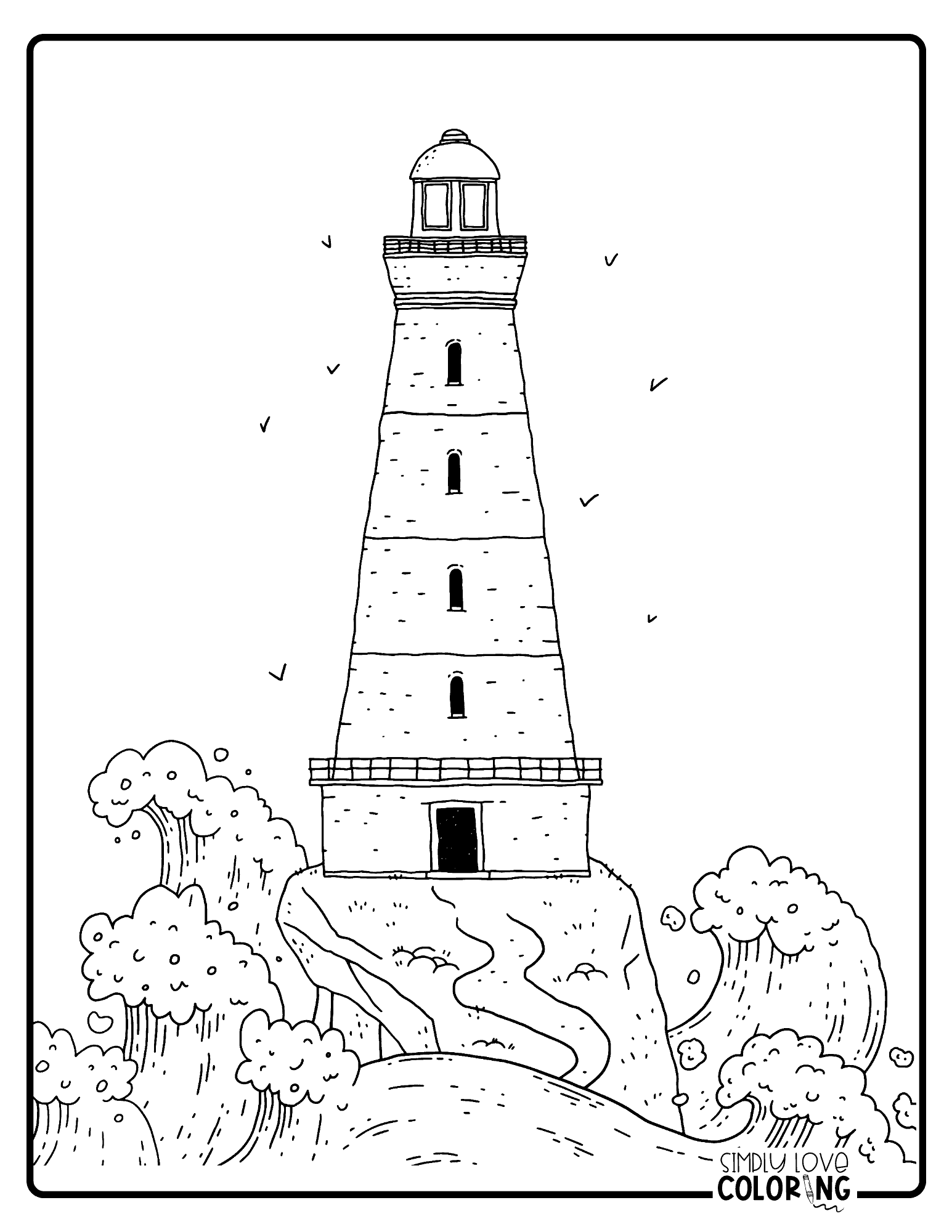 Free Lighthouse Coloring Pages - Simply Love Coloring