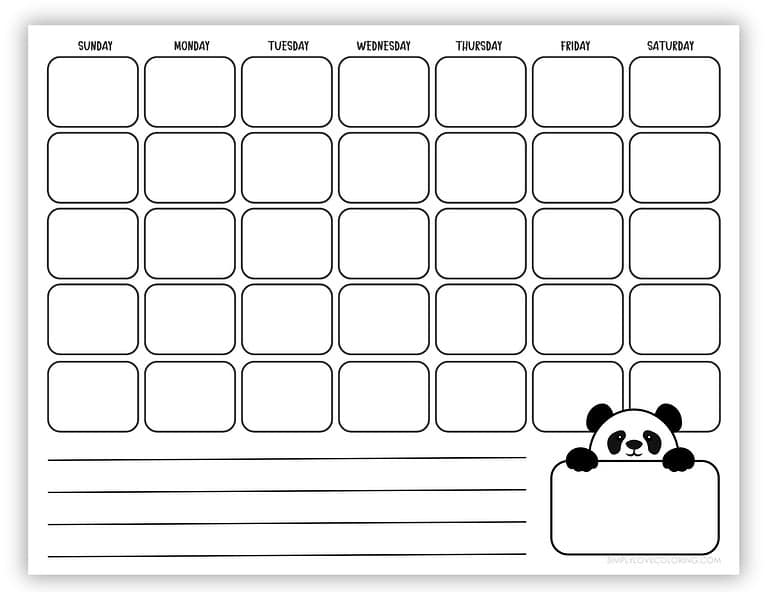 19 Blank Calendars (Free PDF Printables) - Simply Love Coloring