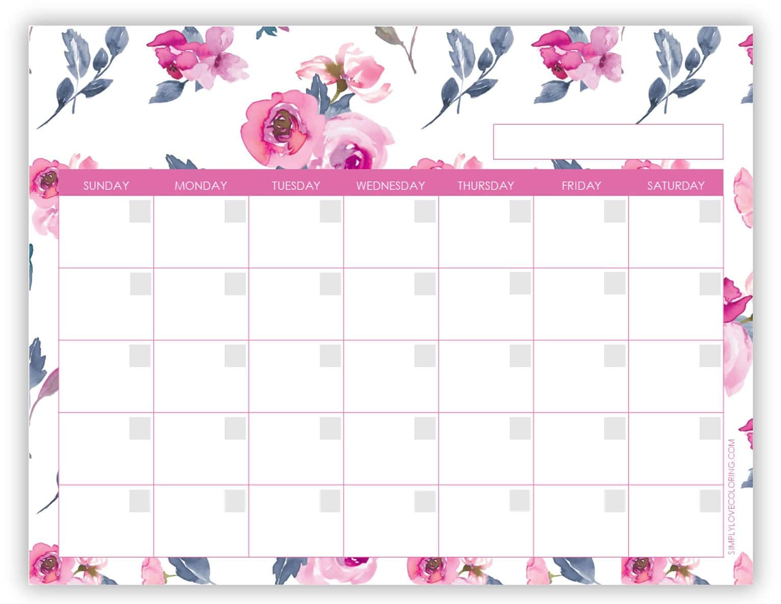 19 Blank Calendars (Free PDF Printables) - Simply Love Coloring