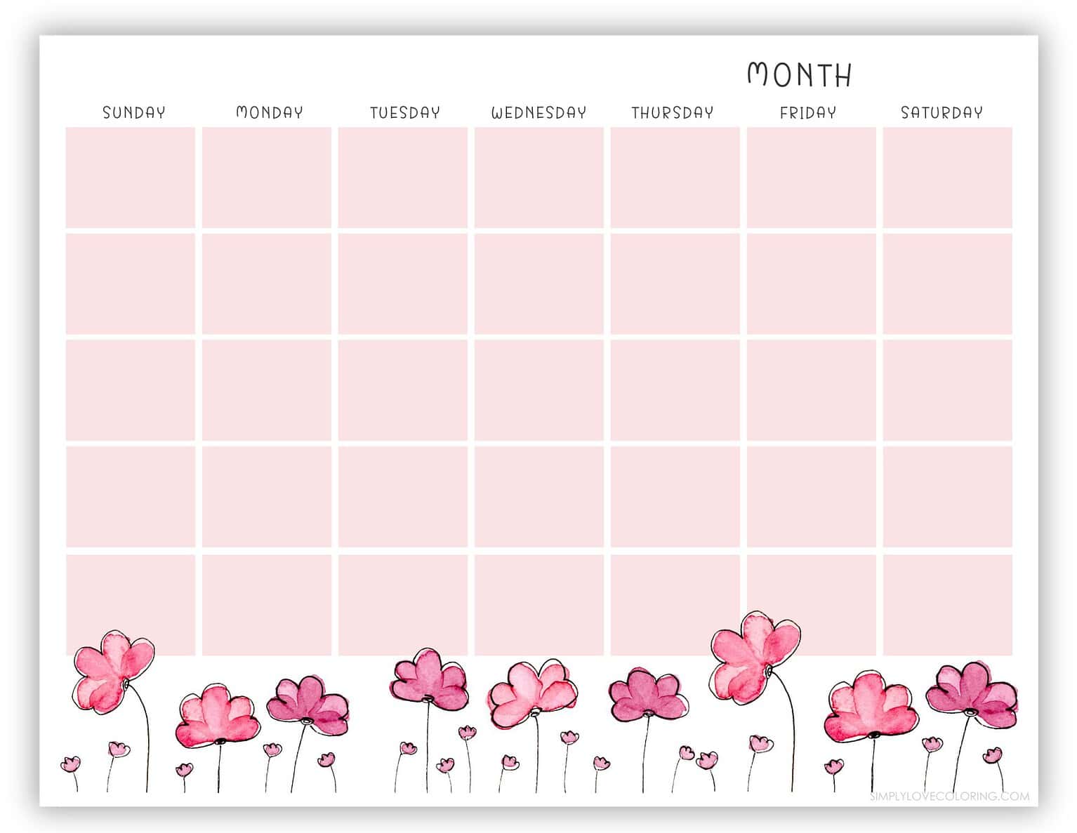 19 Blank Calendars (Free PDF Printables) - Simply Love Coloring