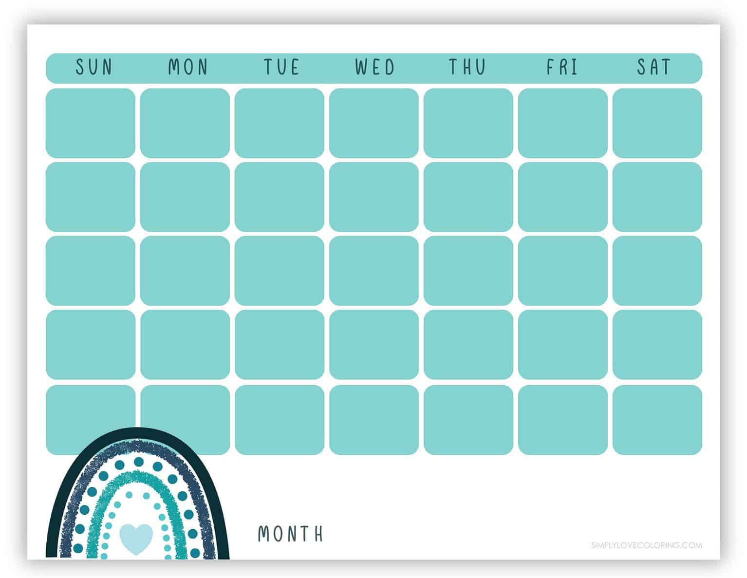 19 Blank Calendars (Free PDF Printables) - Simply Love Coloring