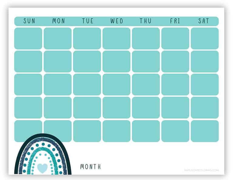 19 Blank Calendars (Free PDF Printables) - Simply Love Coloring