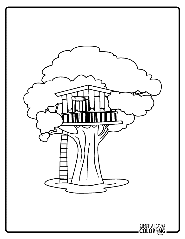 Treehouse Coloring Pages (Free PDF Printables) - Simply Love Coloring
