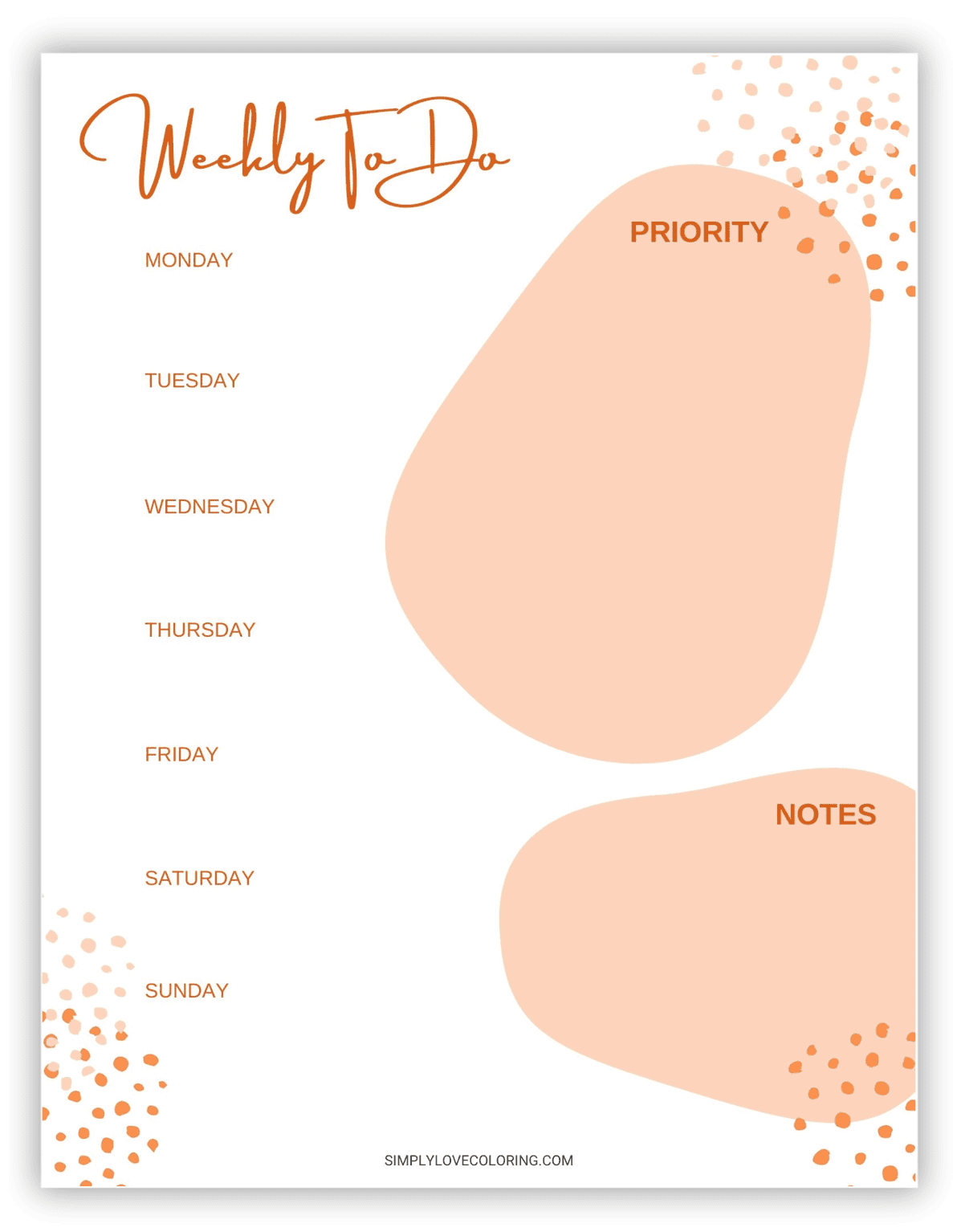 Weekly To-Do Lists (Free PDF Printables) - Simply Love Coloring