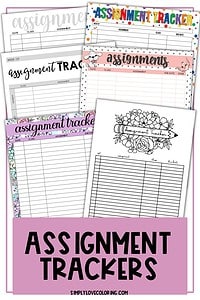 Assignment Trackers (Free PDF Printables) - Simply Love Coloring