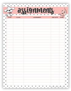Assignment Trackers (Free PDF Printables) - Simply Love Coloring