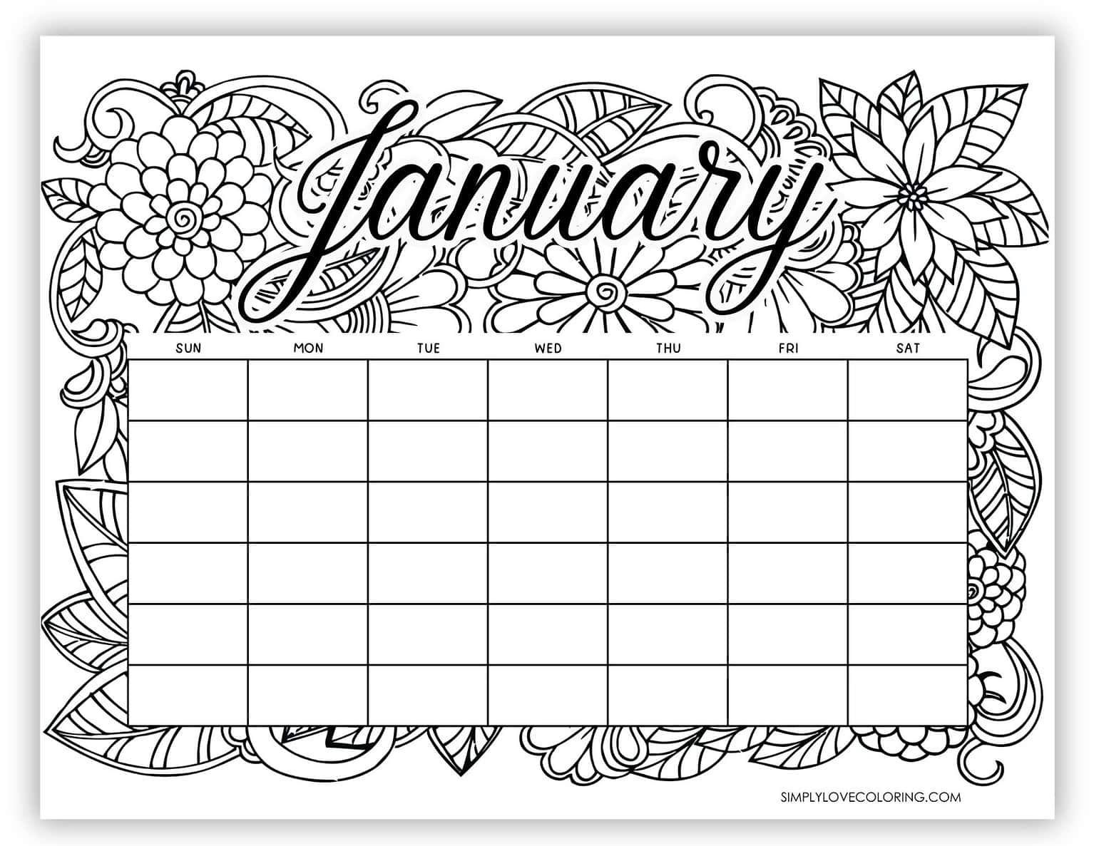 12 Undated Calendars (Free PDF Printables) - Simply Love Coloring
