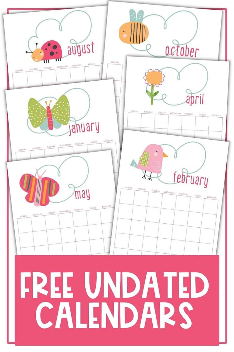 12 Undated Calendars (Free PDF Printables) - Simply Love Coloring